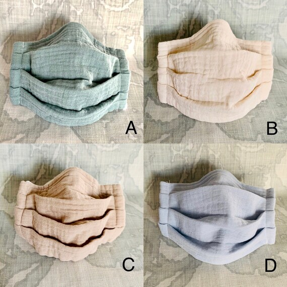 Face Mask Double Organic Muslin Gauze Double Layered - Etsy Denmark