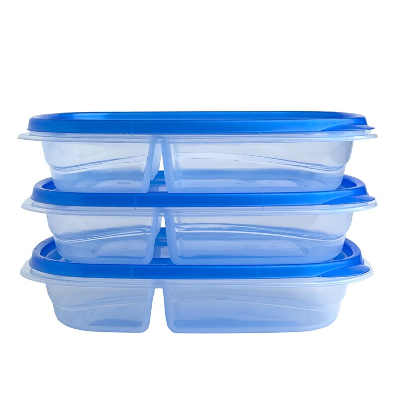 Bellin Food Storage Containers Divided With Blue Lids, 900ml, Set of 3 ...