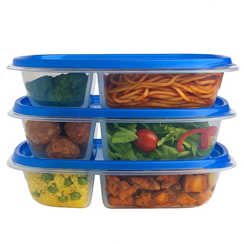 Bellin Food Storage Containers Divided With Blue Lids, 900ml, Set of 3 ...