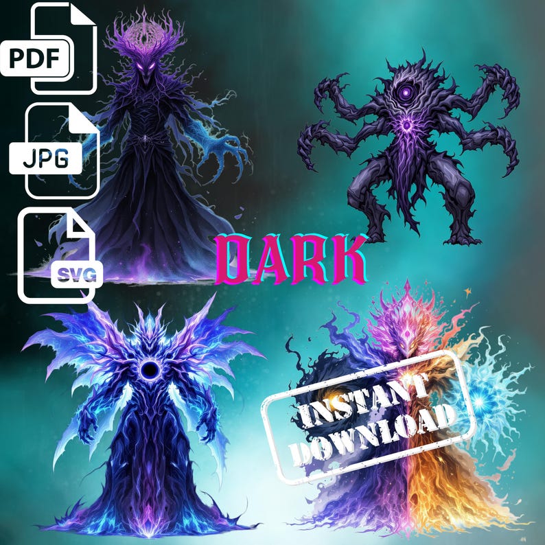 1-99 Level Rpg Mob & Boss PNG SVG Bundle – Fantasy Game Monster Pack ...