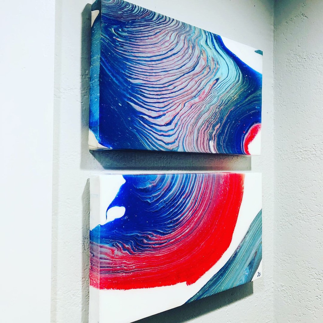 Double Canvas Set Original Fluid Acrylic Painting - Etsy