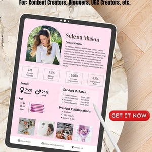Influencer Rate Card Template, Canva Content Creator Feminine Rate Card ...