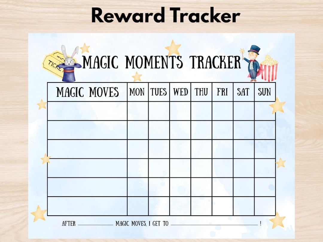 Reward Chart Magician Themed Behavior Tracker Printable Reward System ...