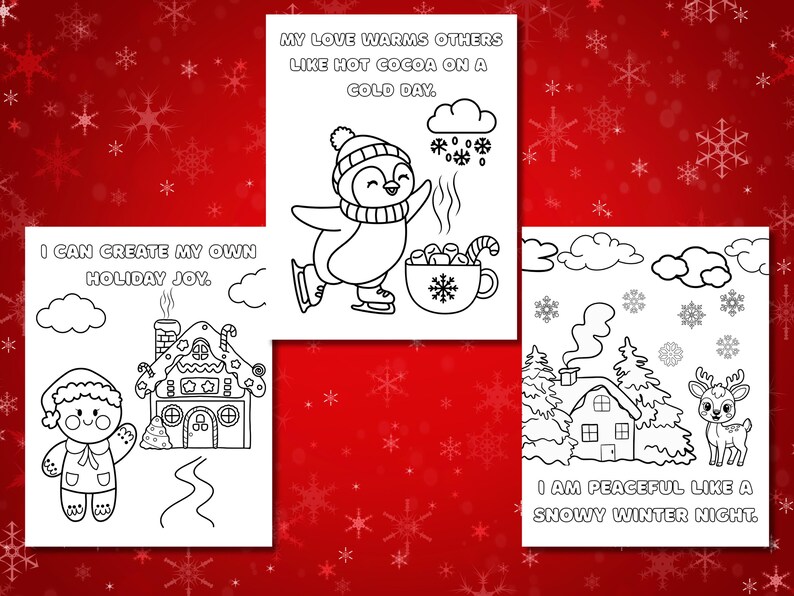 Christmas Affirmation Coloring Pages for Kids 15 Printable Holiday ...