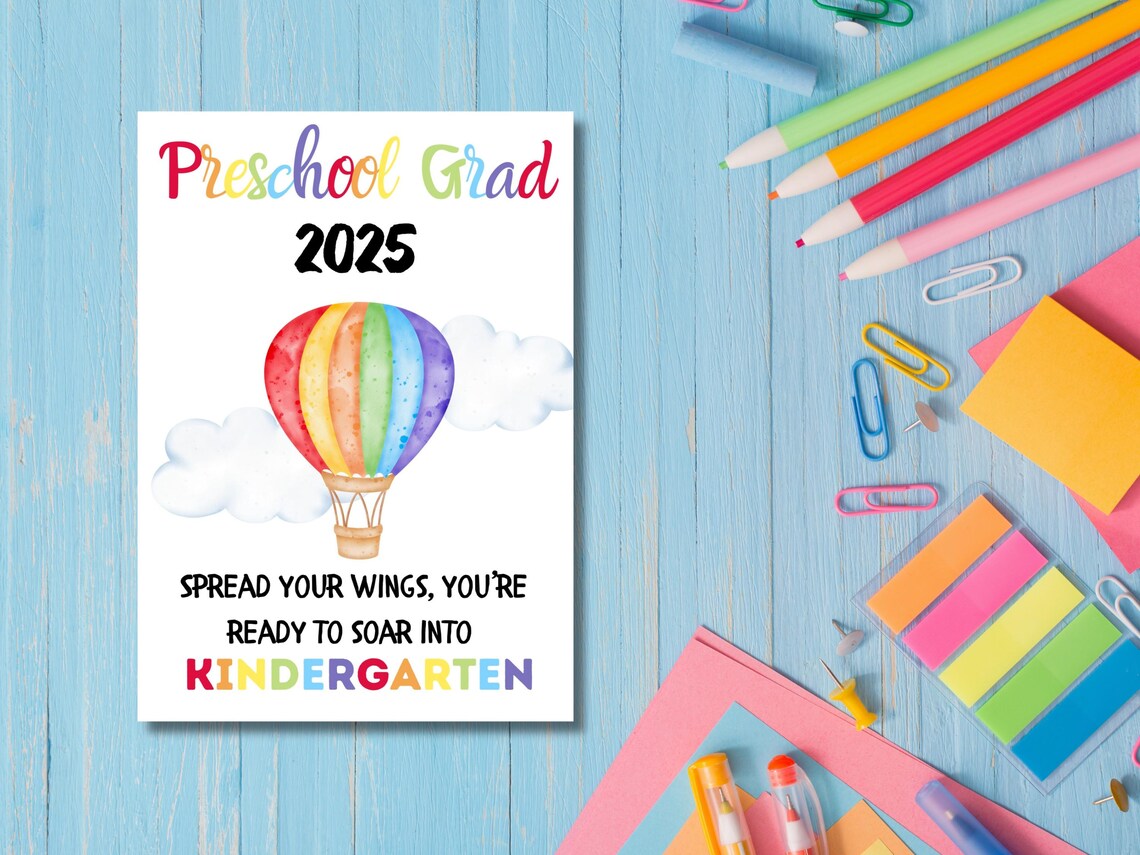Preschool Graduation Card Printable Foldable Envelope & Kindergarten ...
