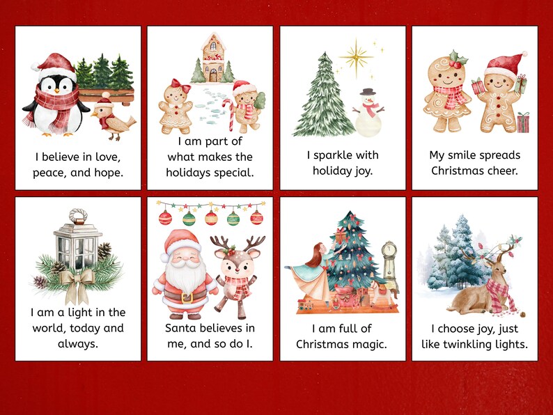 Christmas Affirmation Cards for Kids Printable 40 Positive Quote ...