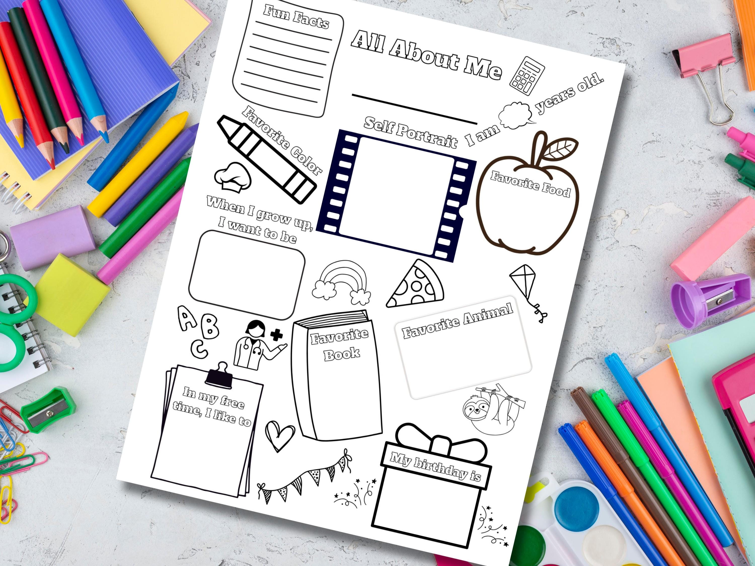 All About Me Coloring Page Back to School Printable Worksheet First Day ...