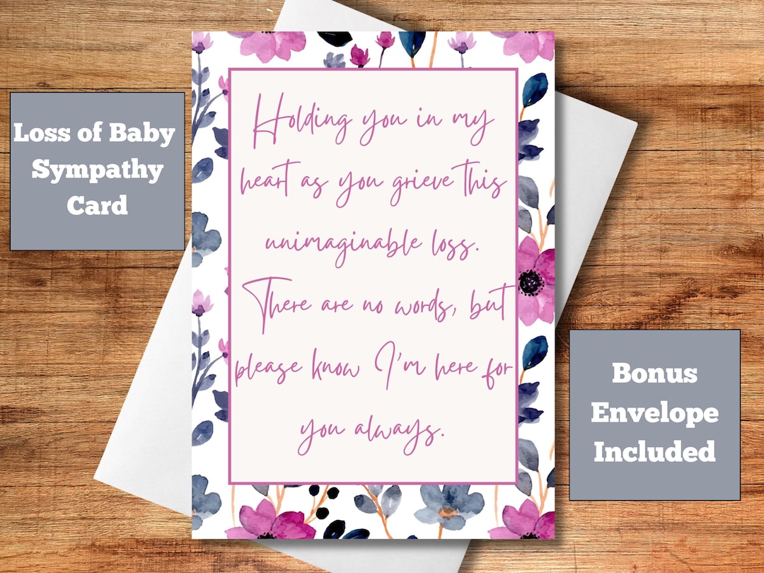 Sympathy Card for Loss of Baby Pink & Blue Floral Printable Grief Card ...