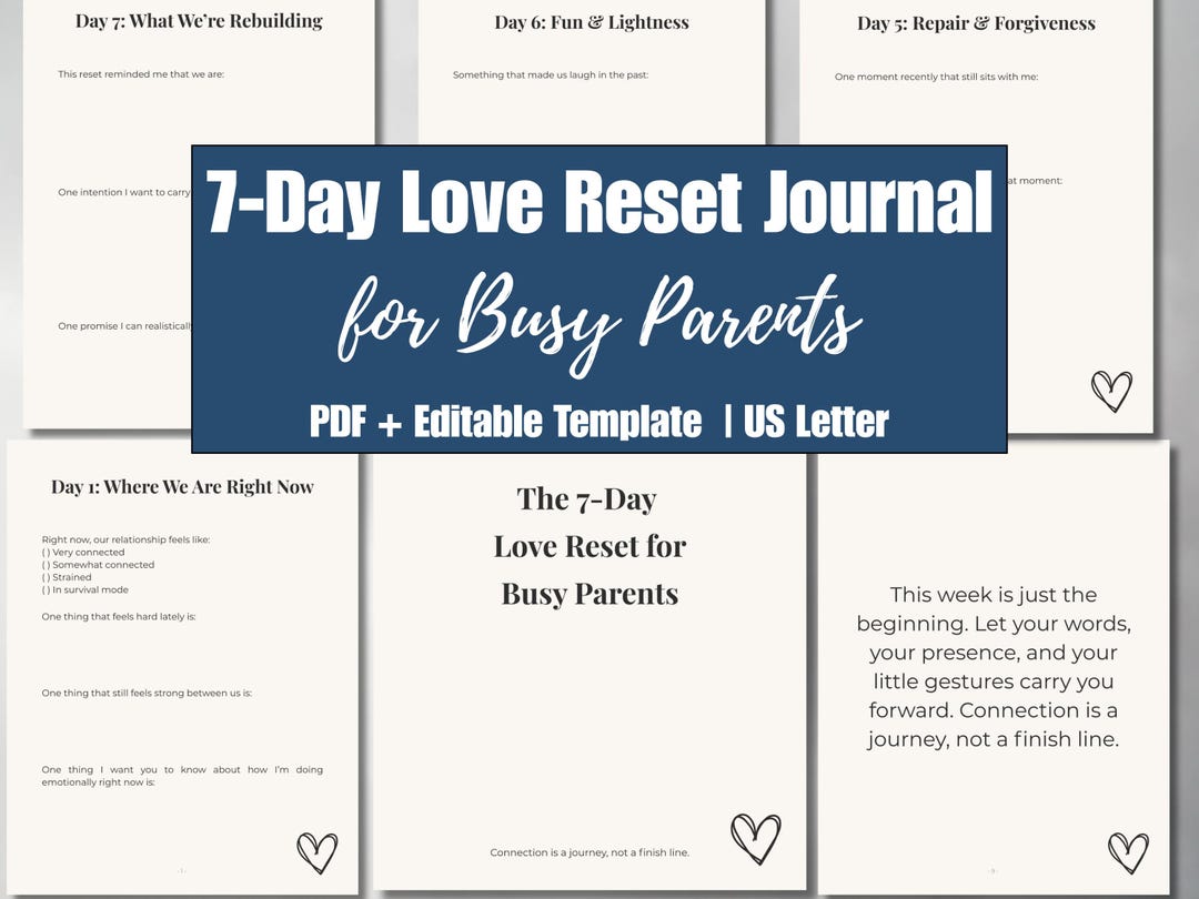 7 Day Love Reset for Busy Parents Couples Journal Valentines Day Date ...