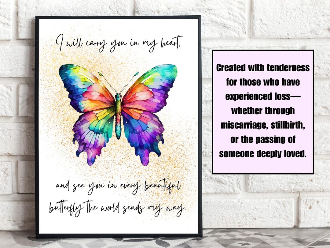 Rainbow Butterfly Stillborn Gift | Printable Miscarriage Wall Art ...