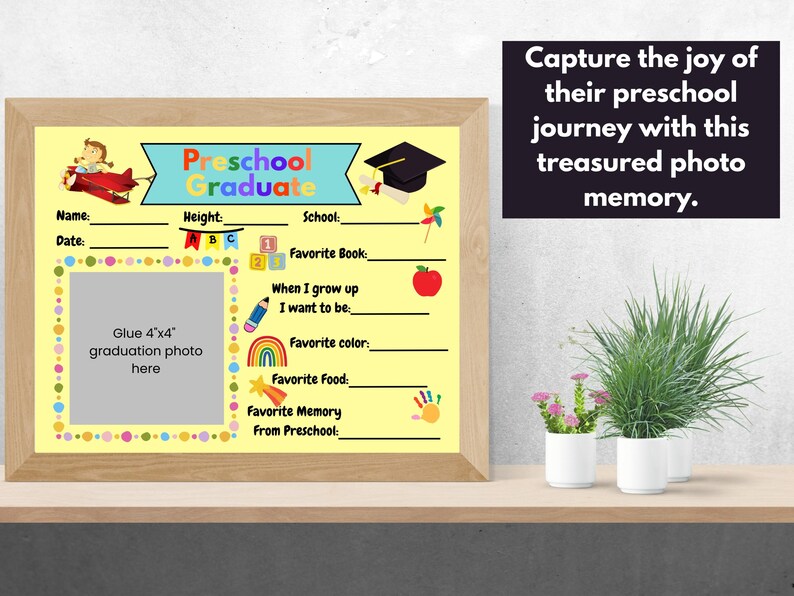 Yellow Preschool Graduation Keepsake | DIY Memory Page With Photo Spot ...