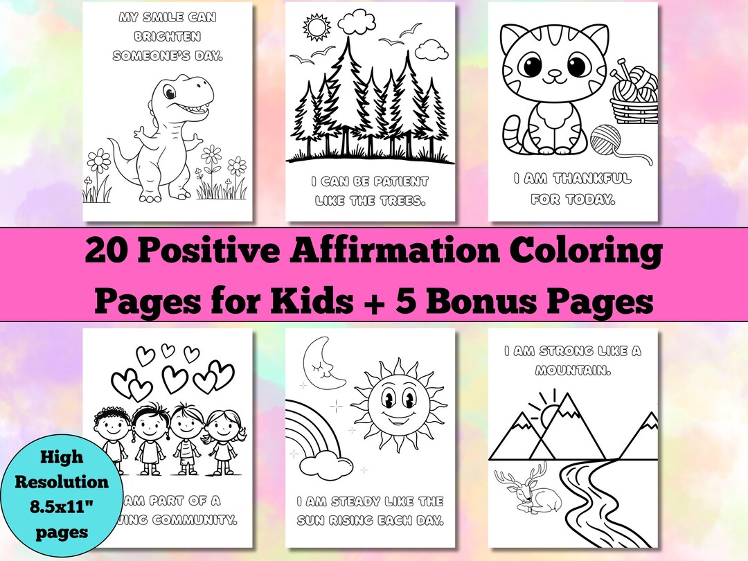 Affirmation Coloring Pages Kids Printable Mindfulness & SEL Worksheets ...