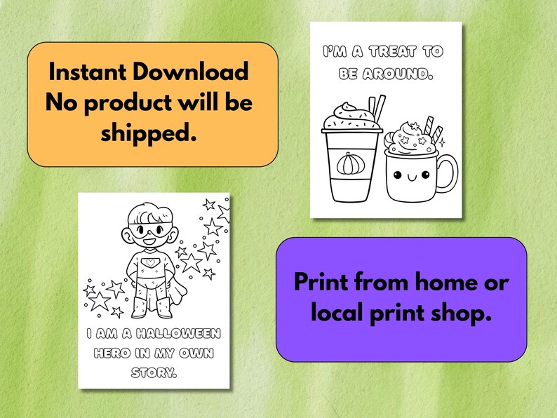 Halloween Coloring Pages With Positive Affirmations for Kids 25 Cute ...