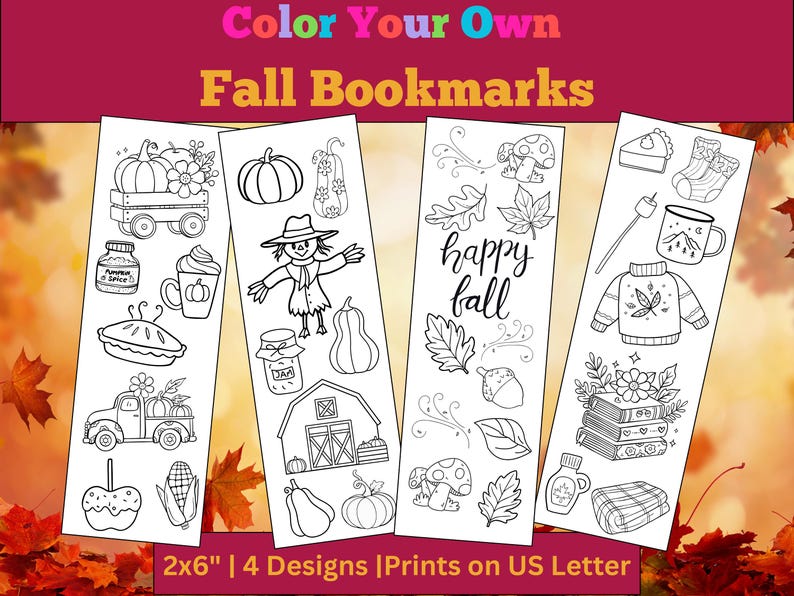 Printable Fall Bookmarks to Color – Autumn Classroom Craft With ...