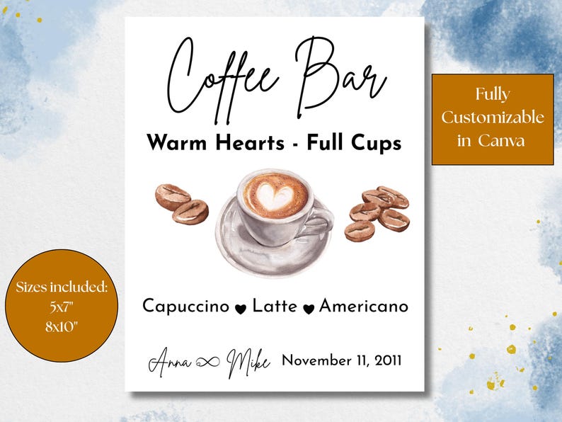 Coffee Bar Sign for Wedding Minimalist Printable Wedding Signage Bridal ...