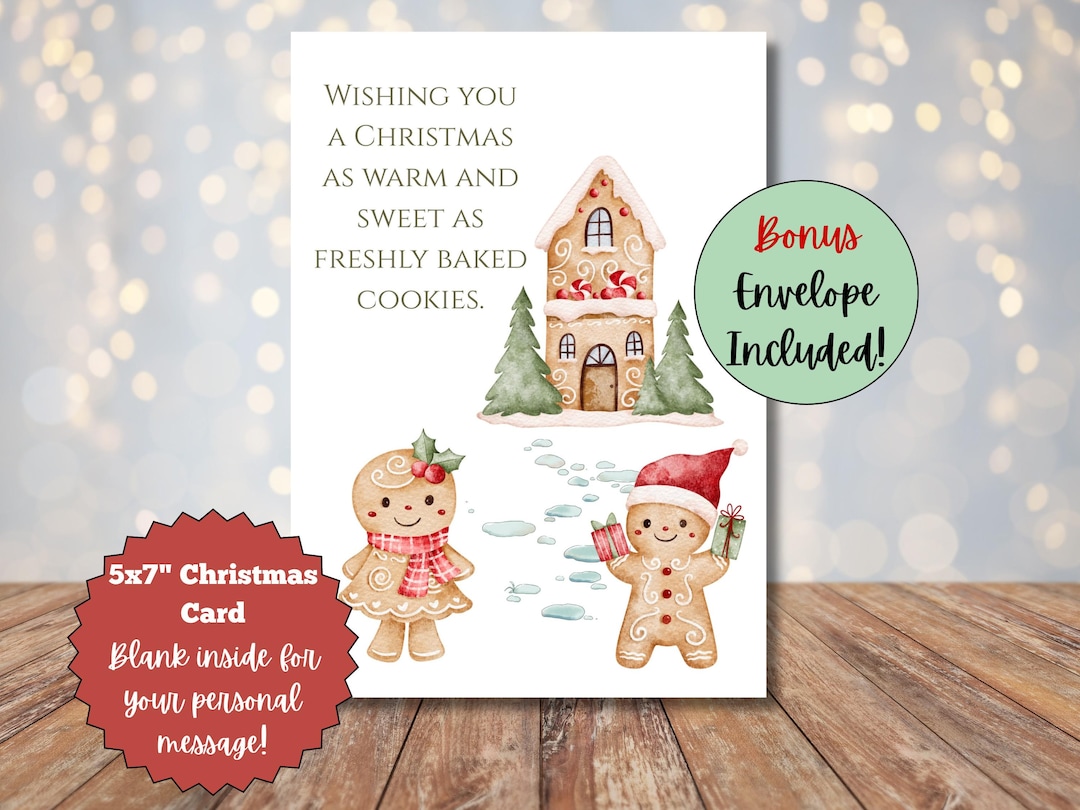Printable Gingerbread Christmas Card Sweet Holiday Card Boy & Girl ...