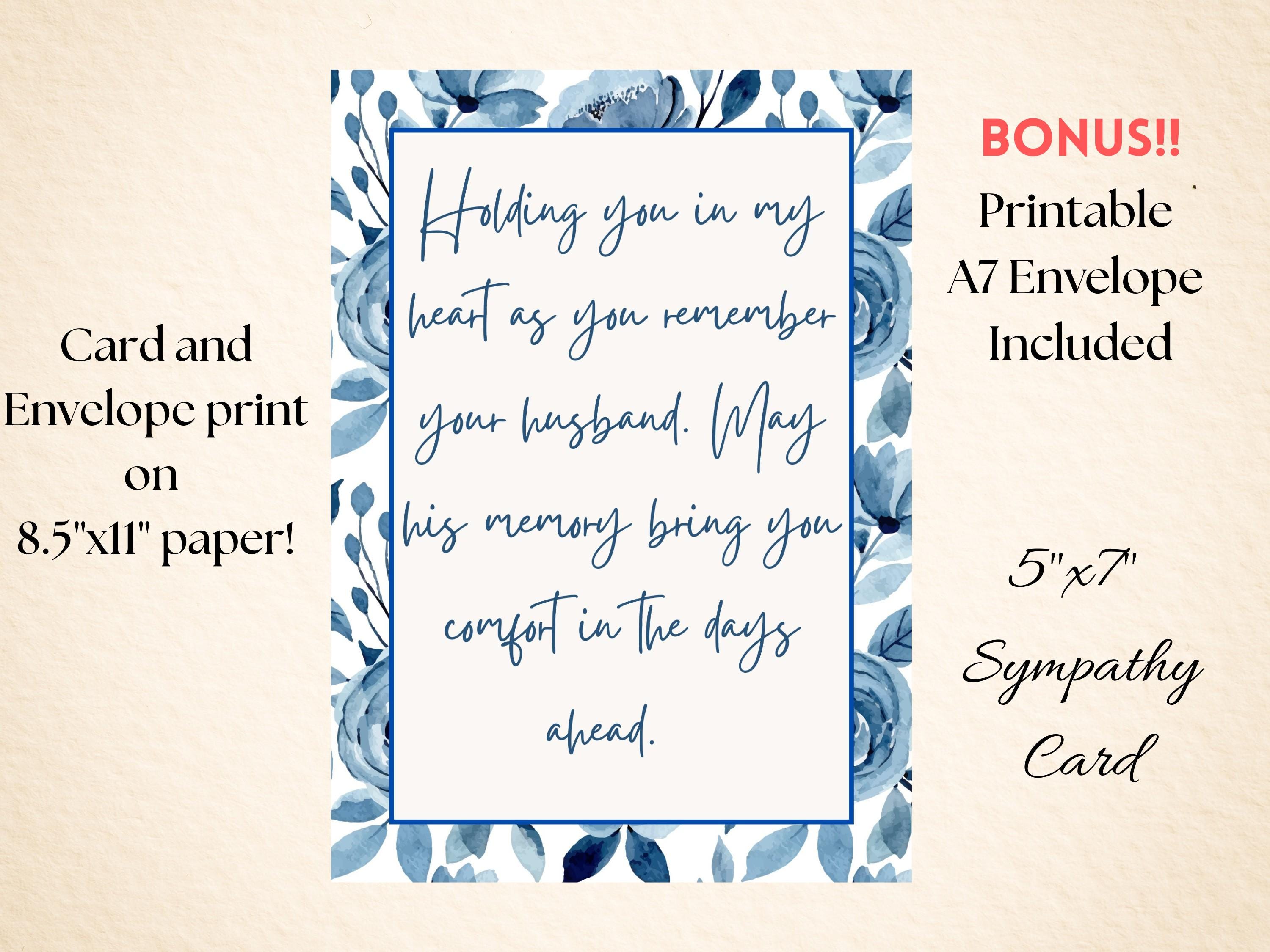Sympathy Card for Loss of Husband Blue White Floral Condolence Card ...