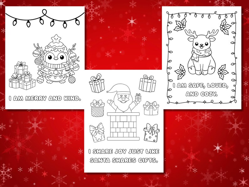 Christmas Affirmation Coloring Pages for Classroom & Counseling 15 ...