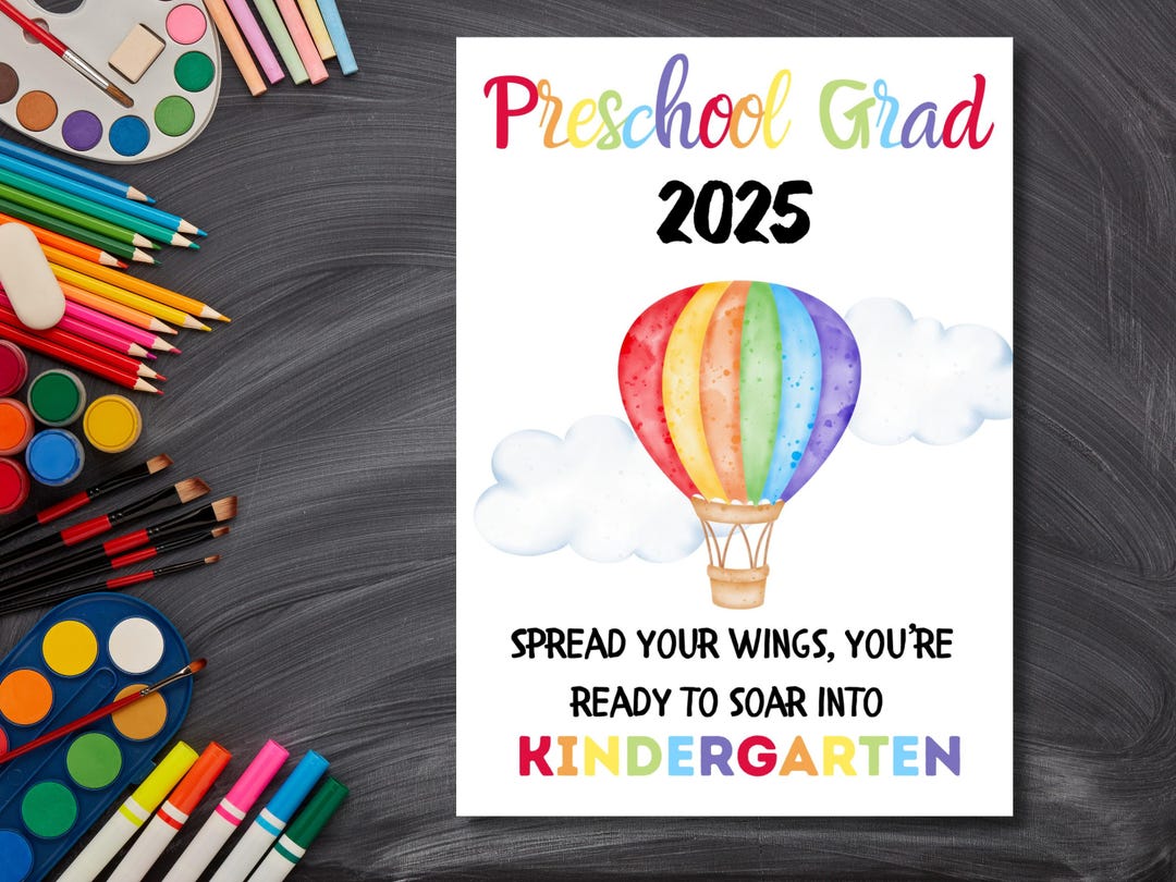 Printable Foldable Envelope, Hot Air Balloon Card, Preschool Graduation ...