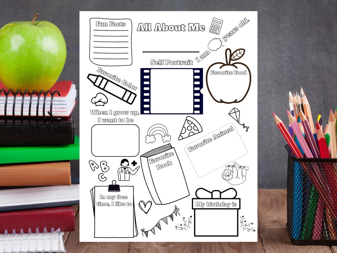 All About Me Coloring Page Back to School Printable Worksheet First Day ...