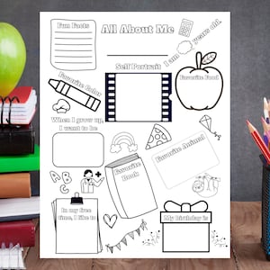 All About Me Coloring Page, Back to School Printable Worksheet, First ...