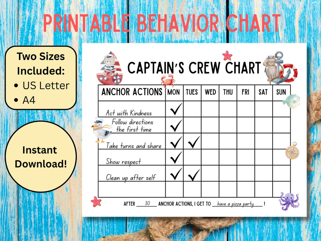 Chore Chart Nautical Theme for Kids Coastal Design Chore Chart for ...