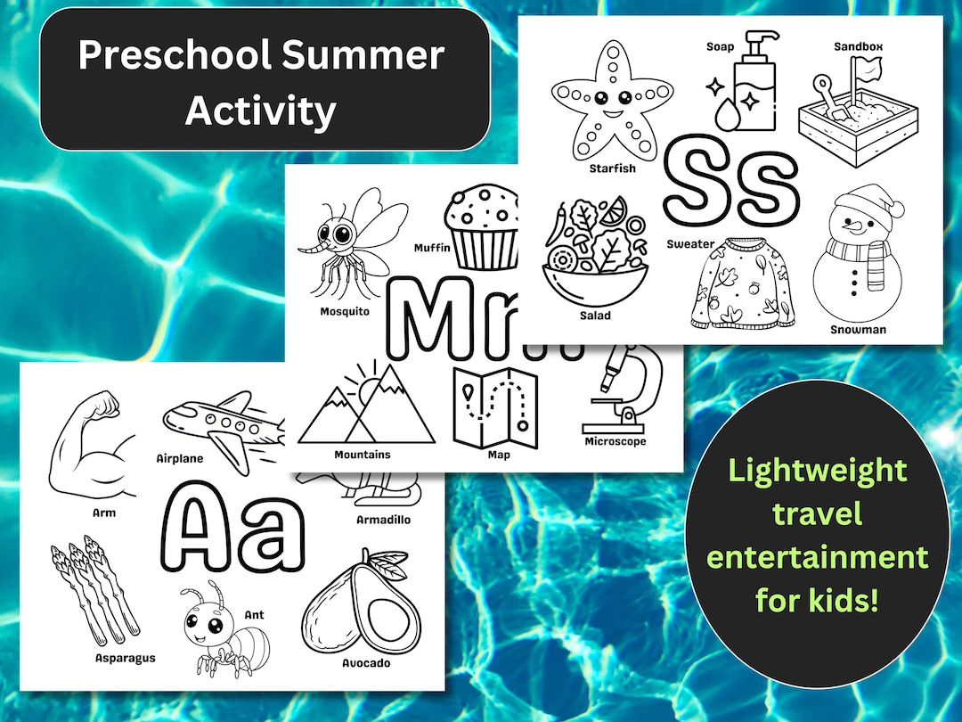 Summer Alphabet Coloring Pages Digital Download – Printable ABC Book ...