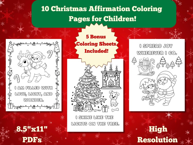 Christmas Affirmation Coloring Pages for Classroom & Counseling 15 ...