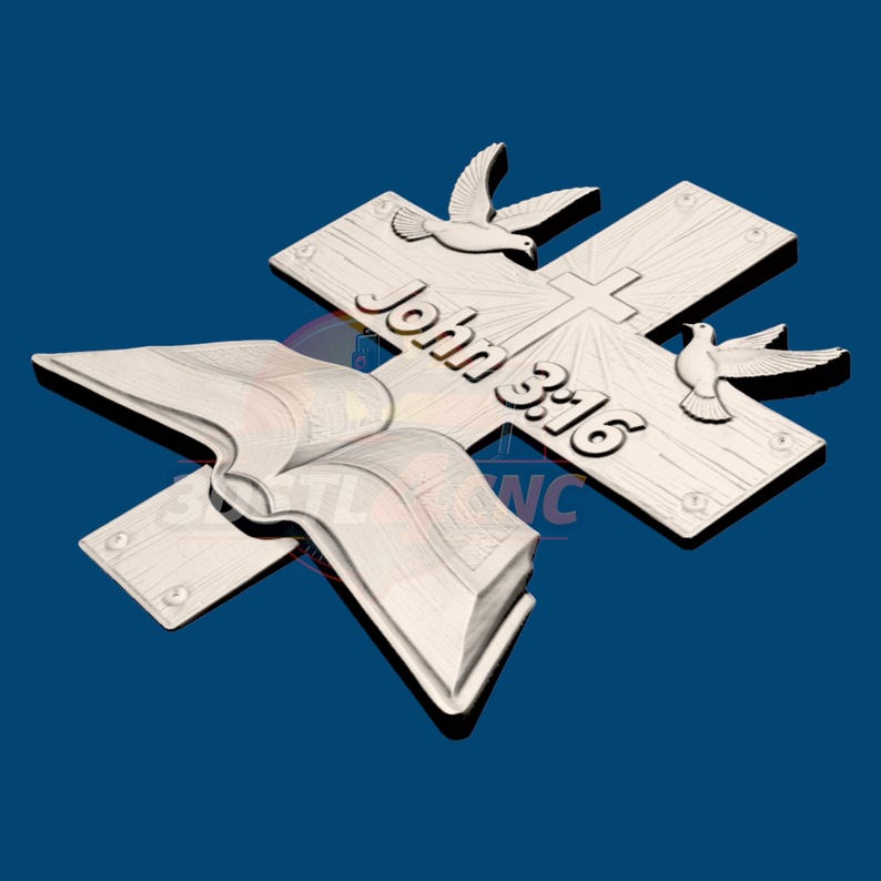 John 3:16 - Bible - Verse - 3D Stl Files - CNC - 3D Printing - Router ...