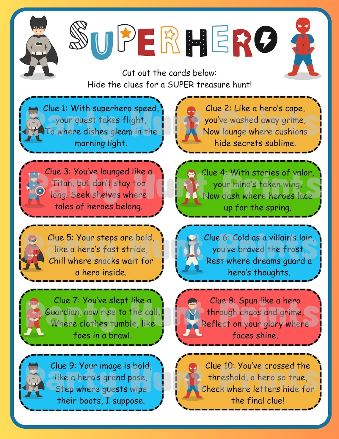 Superhero Treasure Hunt Game - Etsy
