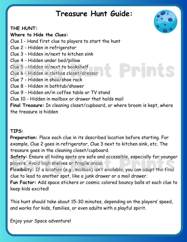 Outer Space Treasure Hunt Game - Etsy