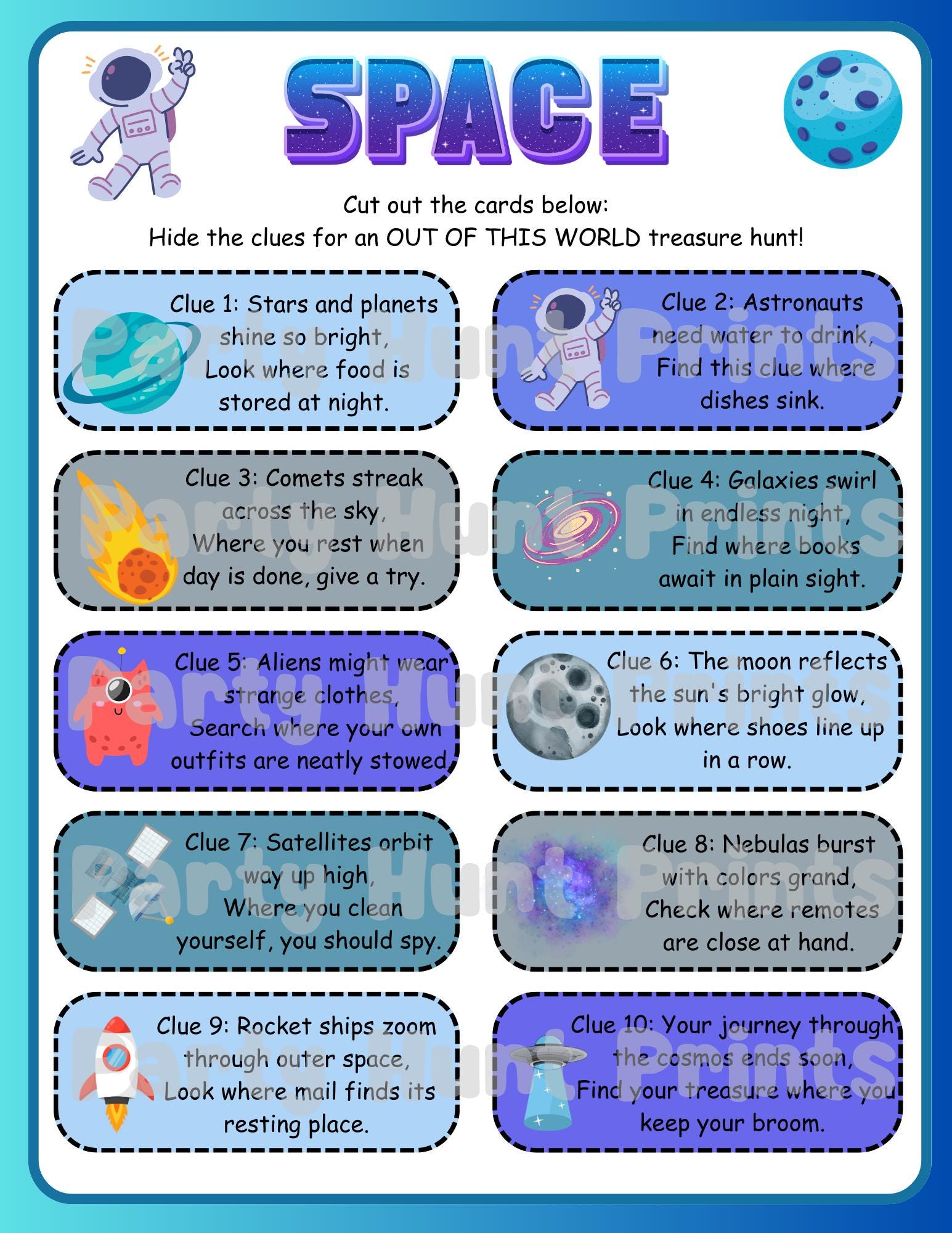 Outer Space Treasure Hunt Game - Etsy