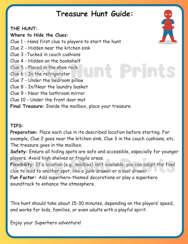 Superhero Treasure Hunt Game - Etsy