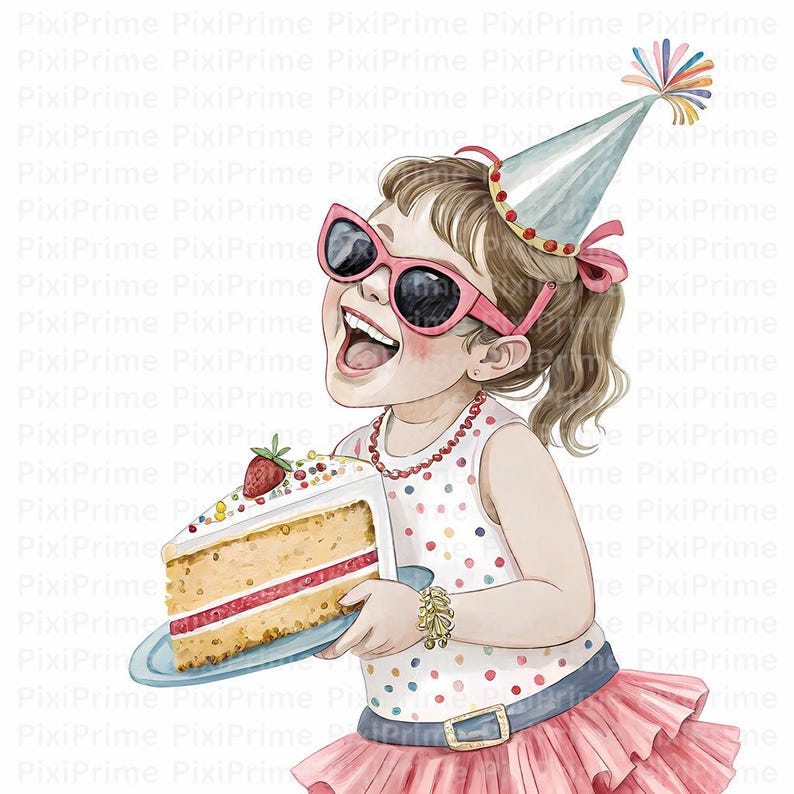 Birthday Girl Clipart Bundle Party Decorations, Invitations (PNG ...