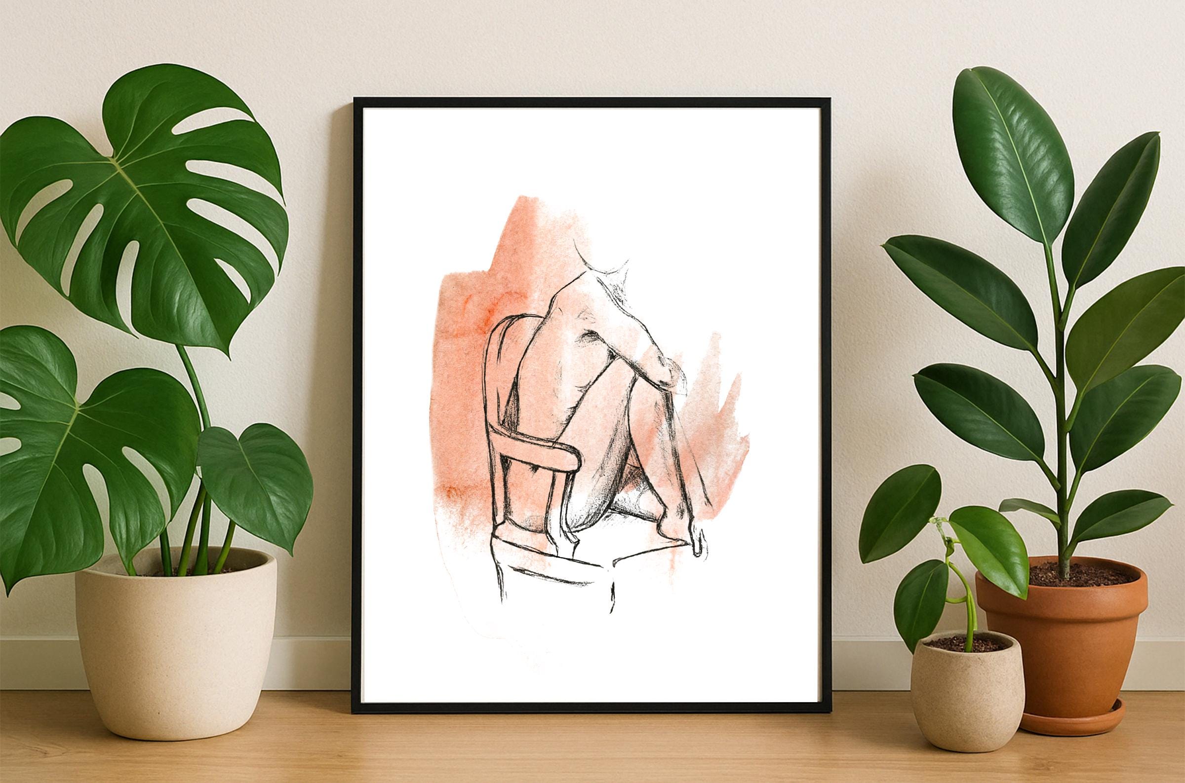 Minimalist Figure Drawing – Female Body Line Art, Watercolor Sketch ...