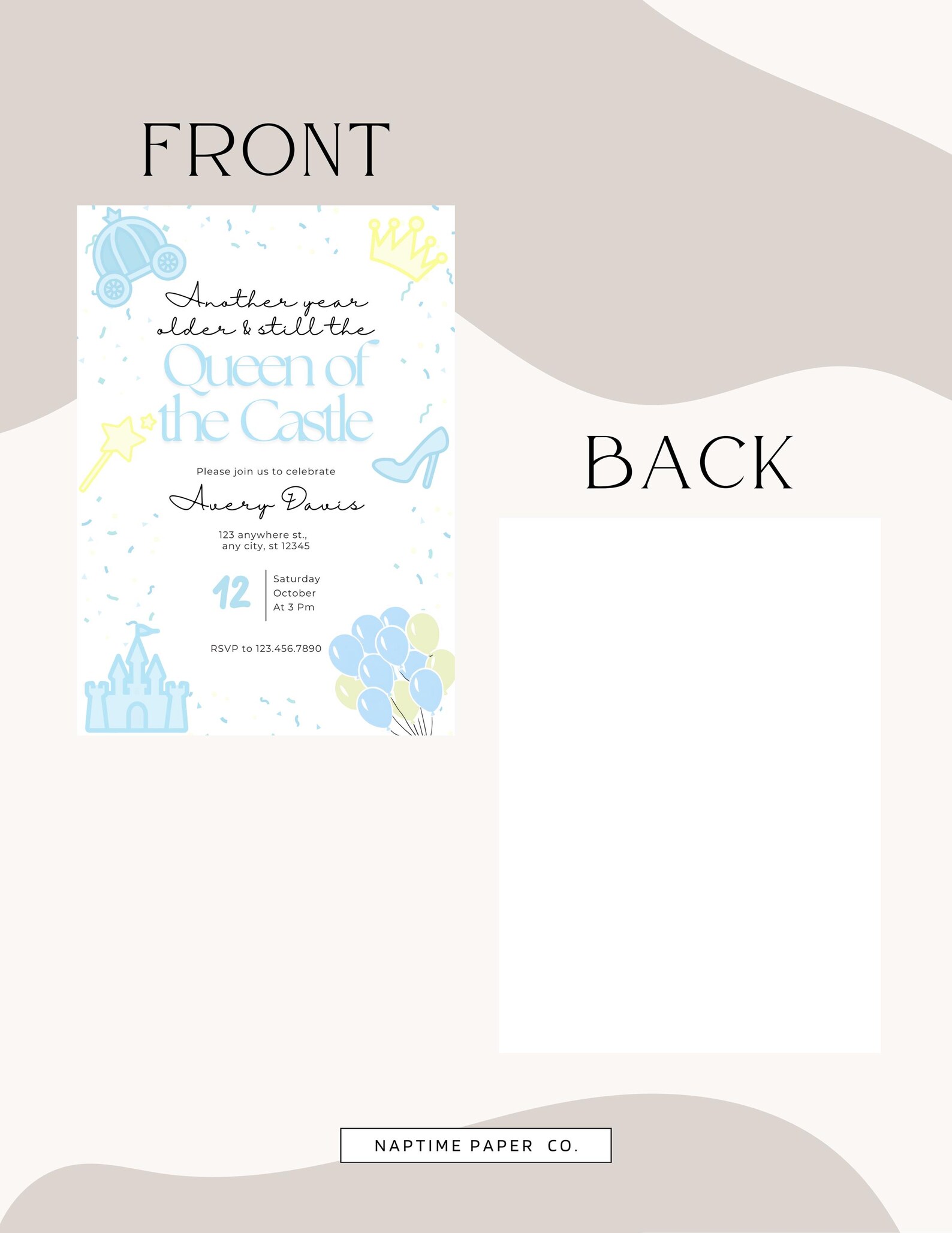 Royal Princess Birthday Invite | Blue & Silver Template | Customizable ...