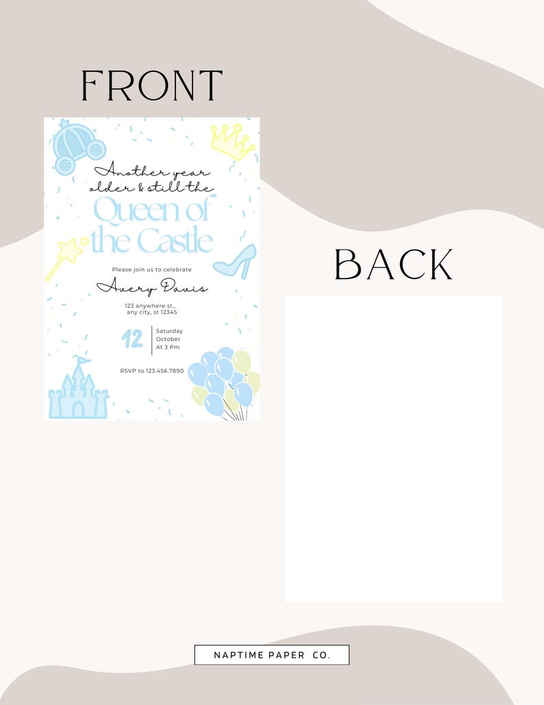 Royal Princess Birthday Invite | Blue & Silver Template | Customizable ...