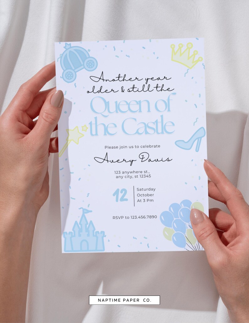 Royal Princess Birthday Invite | Blue & Silver Template | Customizable ...