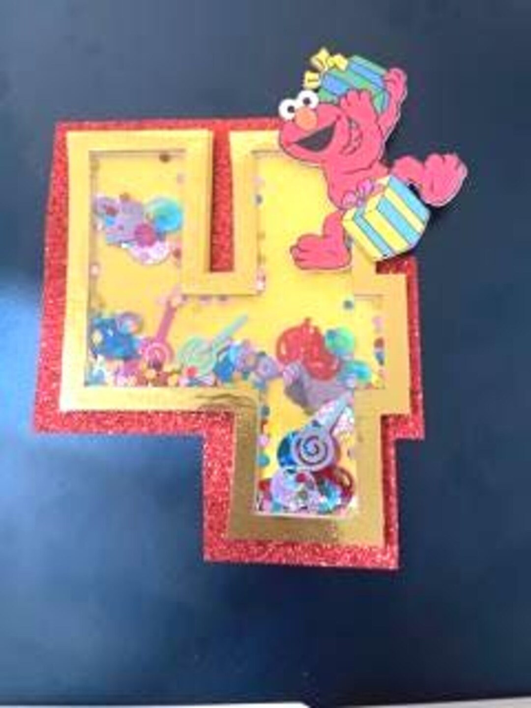 Elmo Number 4 Shaker Cake Topper|glitter Birthday Decoration|custom ...