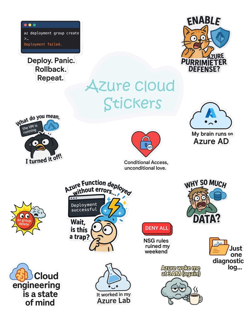 Funny Azure Stickers for Cloud Engineers | Digital PNG | Devops / IT ...