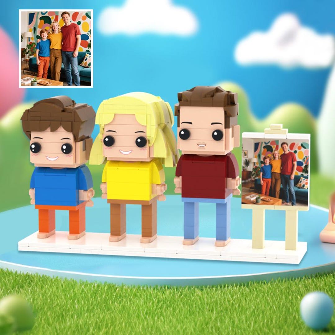 Custom Brick Figures of 3 People: Personalized Family Photo Display - Etsy
