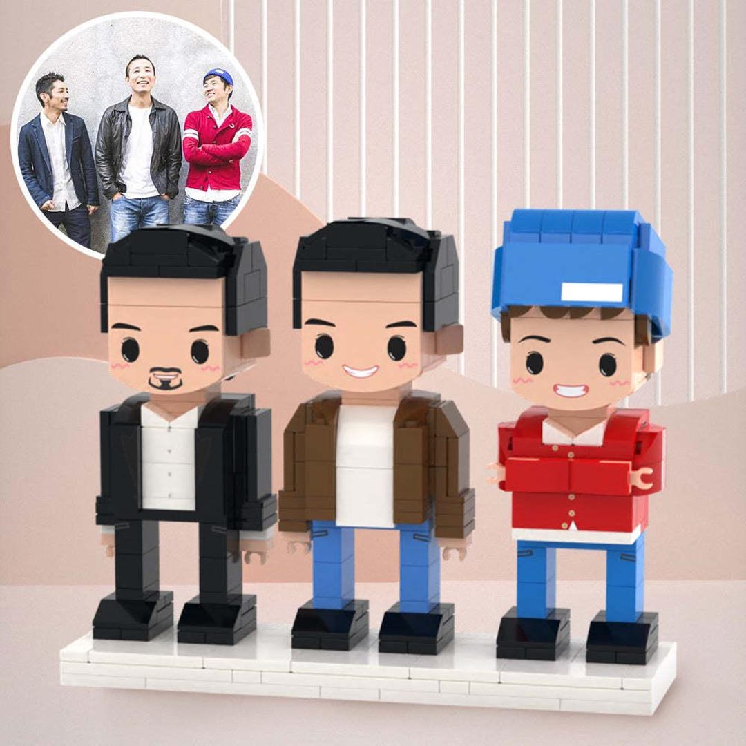 Custom Brick Mini Figures for Men, 3 Person Block Character Gift Set ...