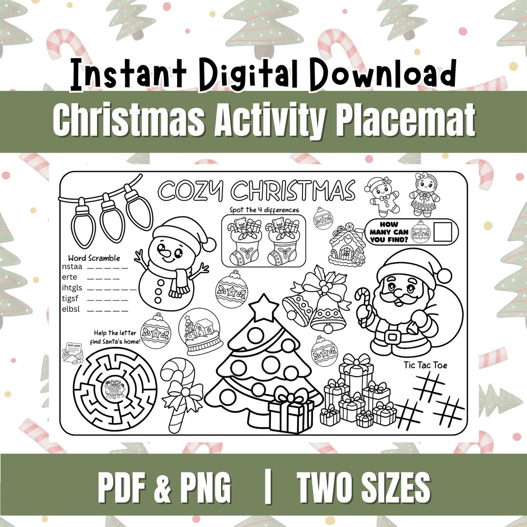 Cozy Christmas Placemat Printable for Kids – Bold and Easy, Keep Busy ...