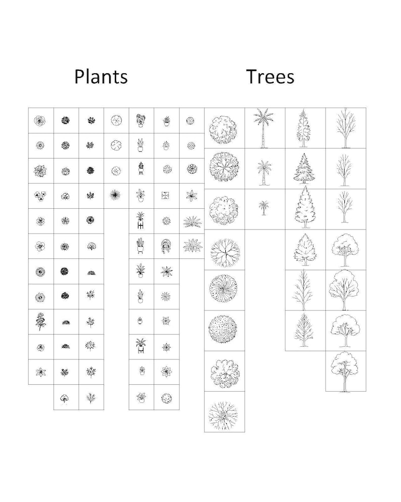 Autocad Vegetation Blocks: 2D Plant Symbols for Landscape Design (DWG ...