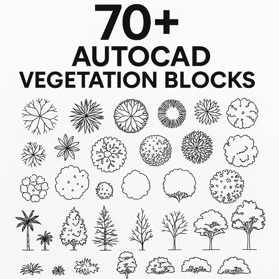 70+ Autocad VEGETATION Blocks – Indoor Plants, Trees, Shrubs, Flowers ...