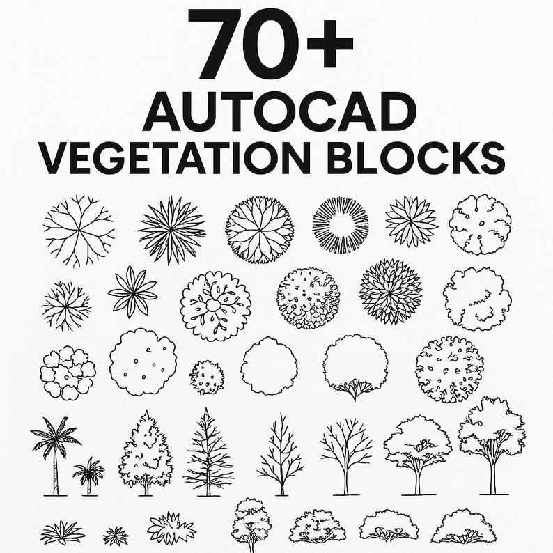 70+ Autocad VEGETATION Blocks – Indoor Plants, Trees, Shrubs, Flowers ...