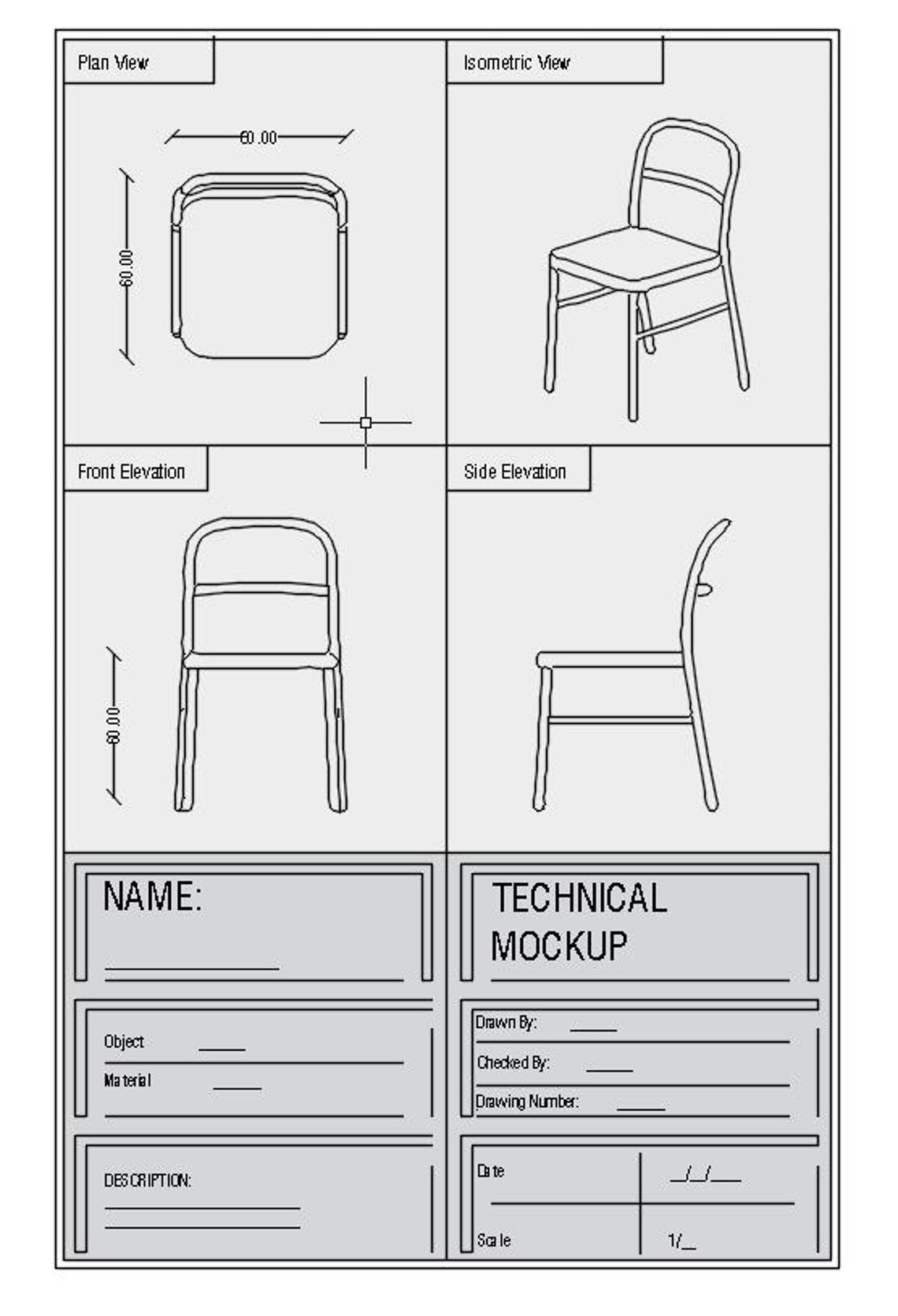 Technical Drawing Mockup Template for Product Design – Chair CAD ...