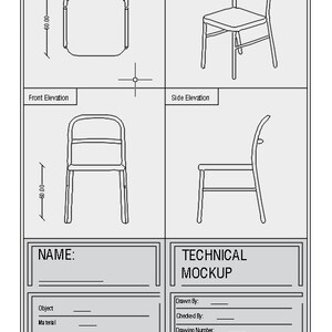 Technical Drawing Mockup Template for Product Design – Chair CAD ...