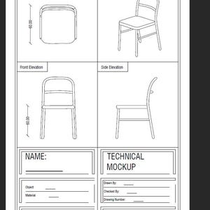 Technical Drawing Mockup Template for Product Design – Chair CAD ...