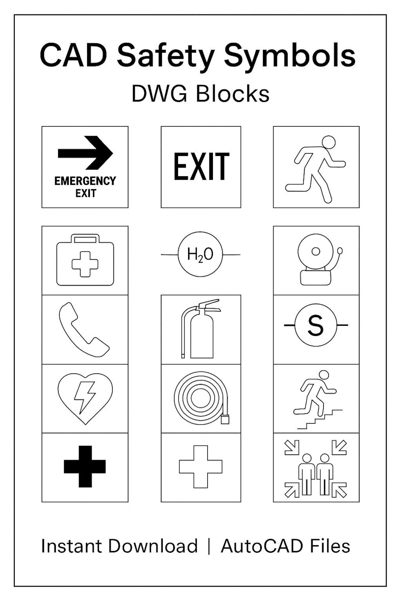 Ultimate DWG Block Bundle for Emergency Plans: Essential Safety Symbols ...